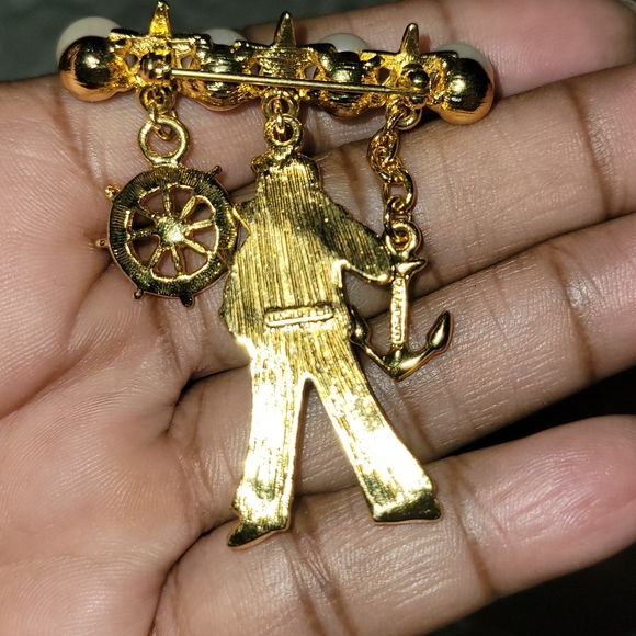 Jewelry | Vintage Marvella Signed Enameled Sailor Dangle Brooch Ships ...